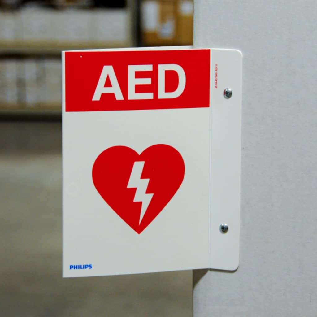 Philips AED Wall Sign - Red - Healthcare DME AEDs Supplies