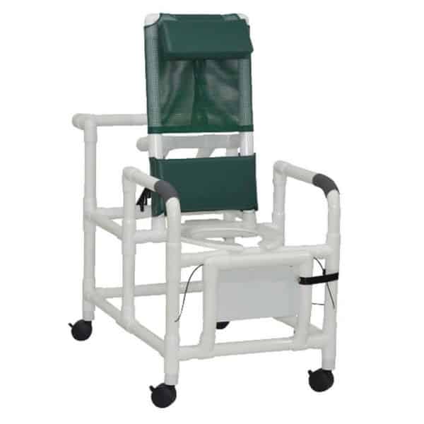 MJM Reclining shower chair w/commode seat-footrest & double drop arms ...