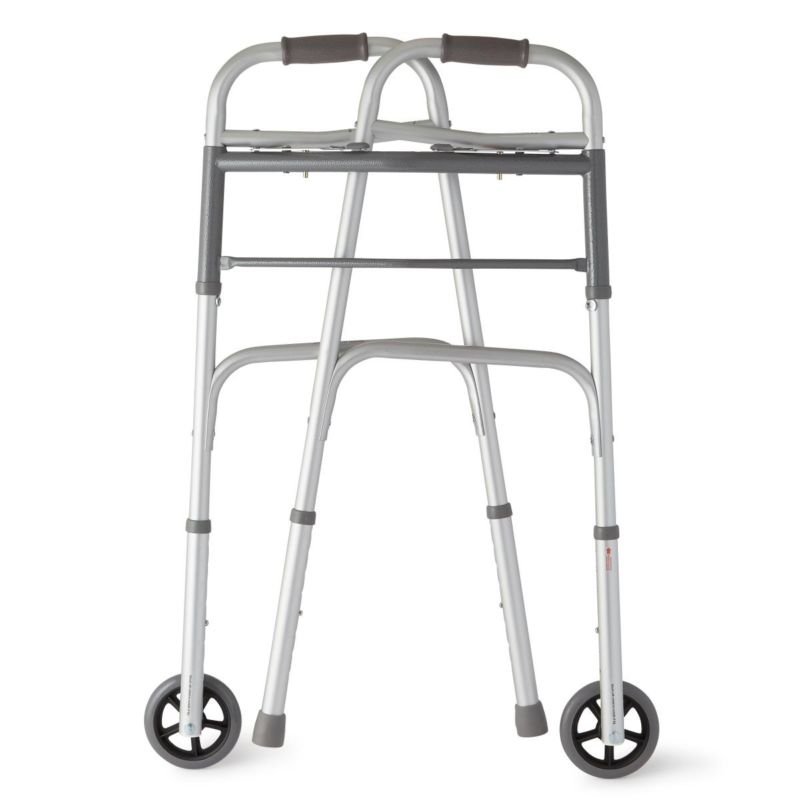 Two-Button Folding Walkers with 5" Wheels - Healthcare Home Medical ...